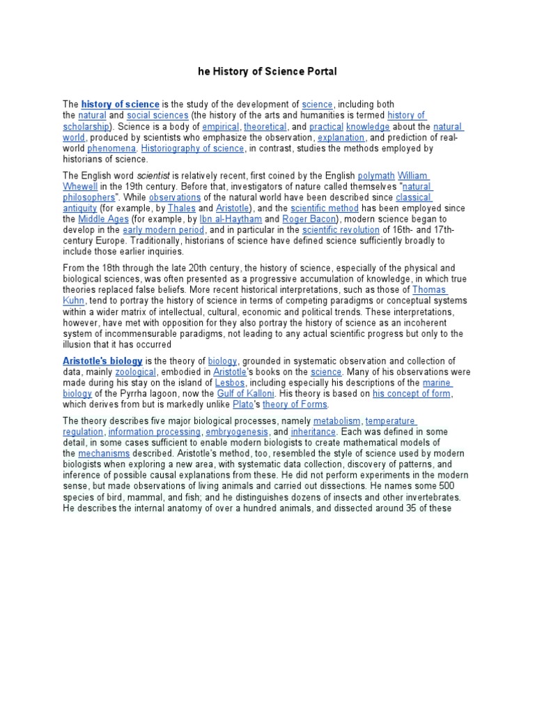 History of Science and Aristotle's Biology | PDF | History Of Science ...