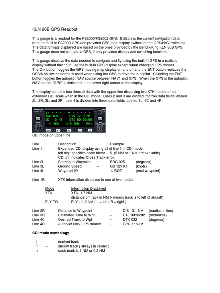 KLN 90B GPS Readout: CDI Mode Symbology | PDF | Global Positioning ...
