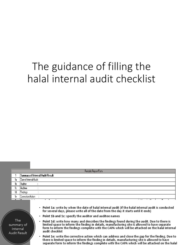 The Guidance of Filling The Halal Internal Audit | PDF | Internal Audit | Audit