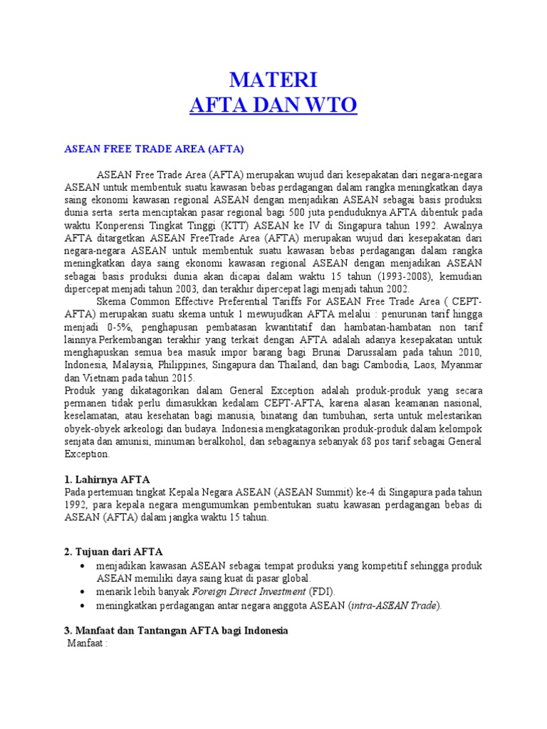Materi Afta Dan Wto | PDF