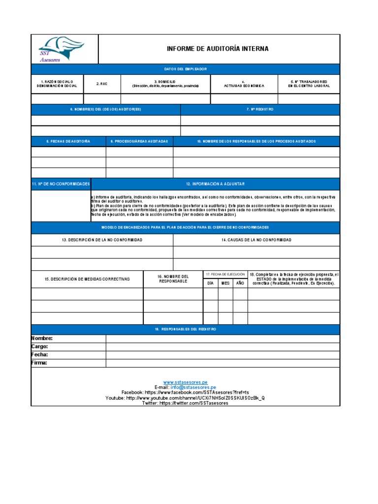 Resultados de la auditoría interna realizada en [FECHA] | PDF ...