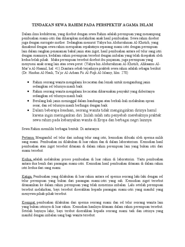 Tindakan Sewa Rahim Pada Perspektif Agama Islam | PDF