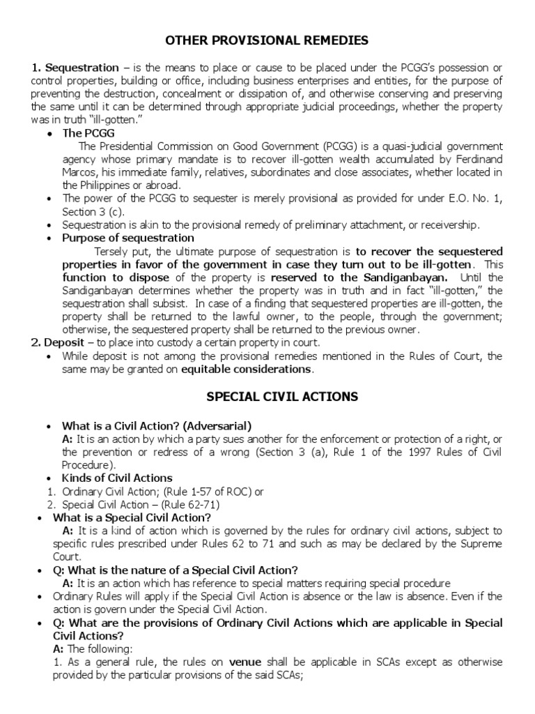 Special Civil Action Notes | PDF | Writ | Lawsuit