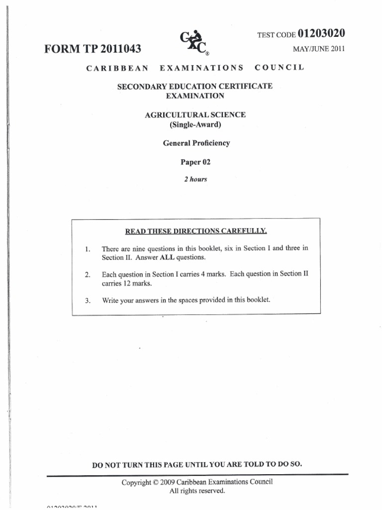 CXC Past Paper 2011 | PDF