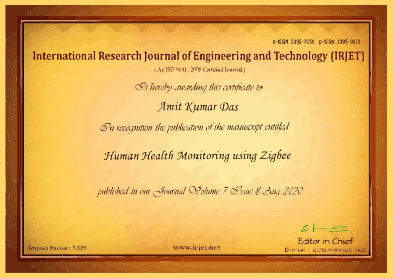 Certificate of Irjet | PDF