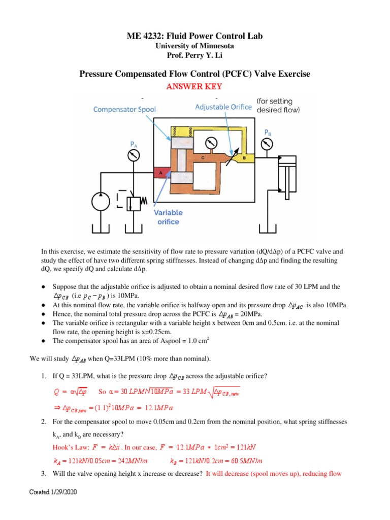 ME 4232: Fluid Power Control Lab: Answer Key | PDF | Flow Measurement ...