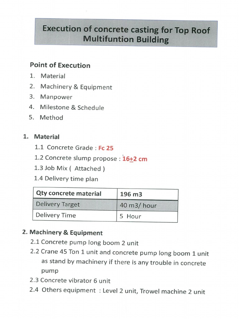 Execution of Concrete Casting Multifunction Building | PDF