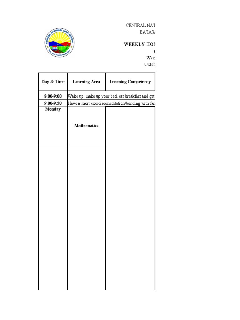 Weekly Home Learning Plan Q1W1 | PDF | Sequence | Theoretical Physics