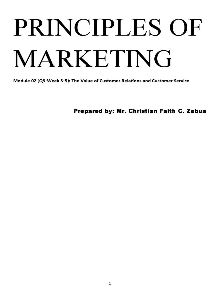 Principles of Marketing Module 02 Q3 W3 5 | PDF | Customer | Marketing