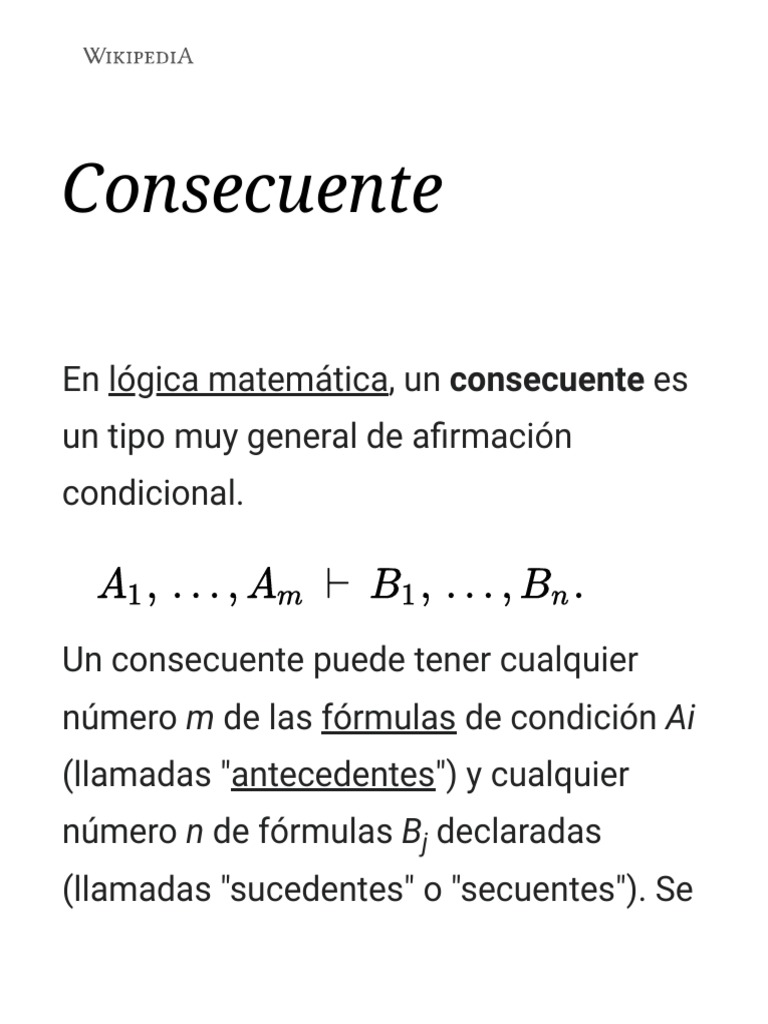 Consecuente - Wikipedia, La Enciclopedia Libre | PDF | Razonamiento ...