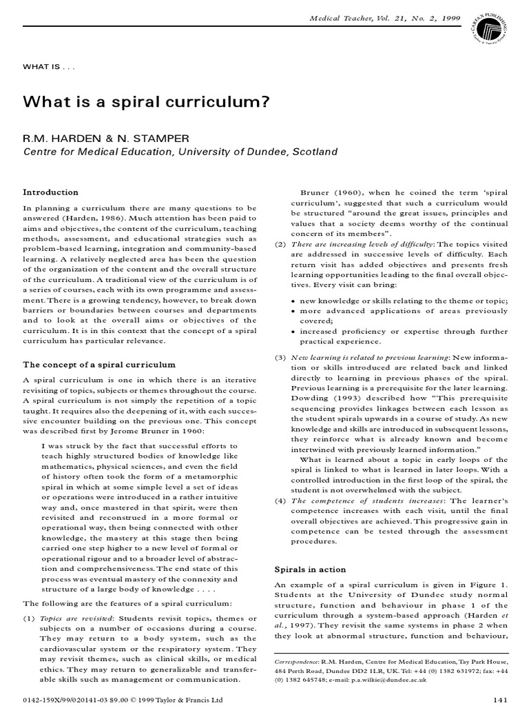 What Is A Spiral Curriculum? | PDF | Philosophy Of Education | Curriculum