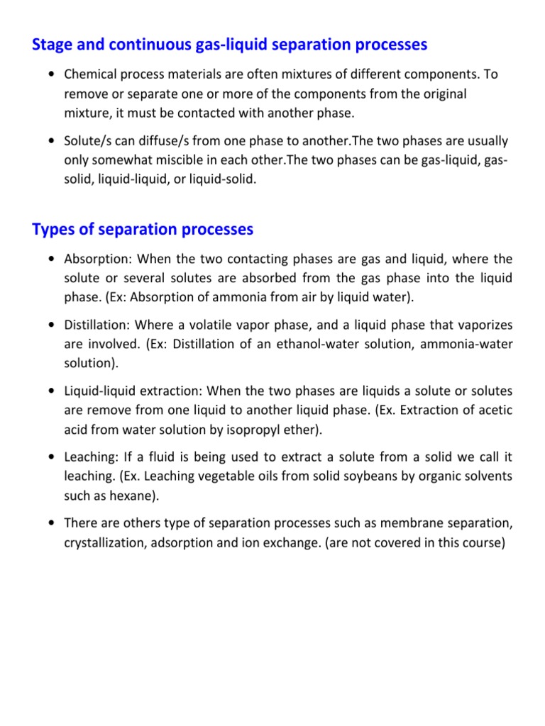 Stage and Continuous Gas-Liquid Separation Processes | PDF | Phase ...