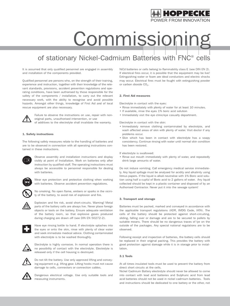 FNC Commissioning en | PDF | Rechargeable Battery | Electrical Connector