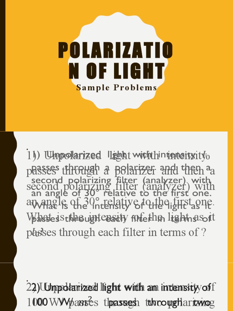 Polarization of Light: Sample Problems | PDF | Science & Mathematics