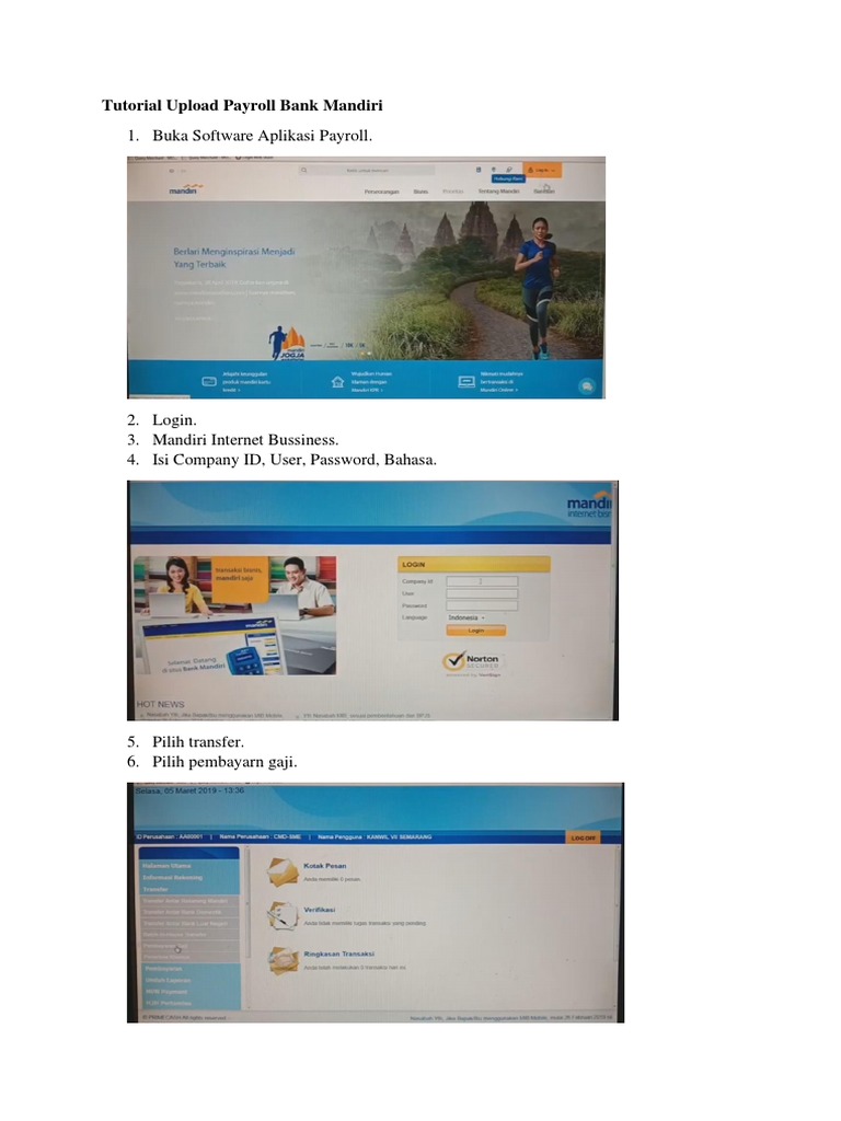 Tutorial Upload Payroll Bank Mandiri | PDF