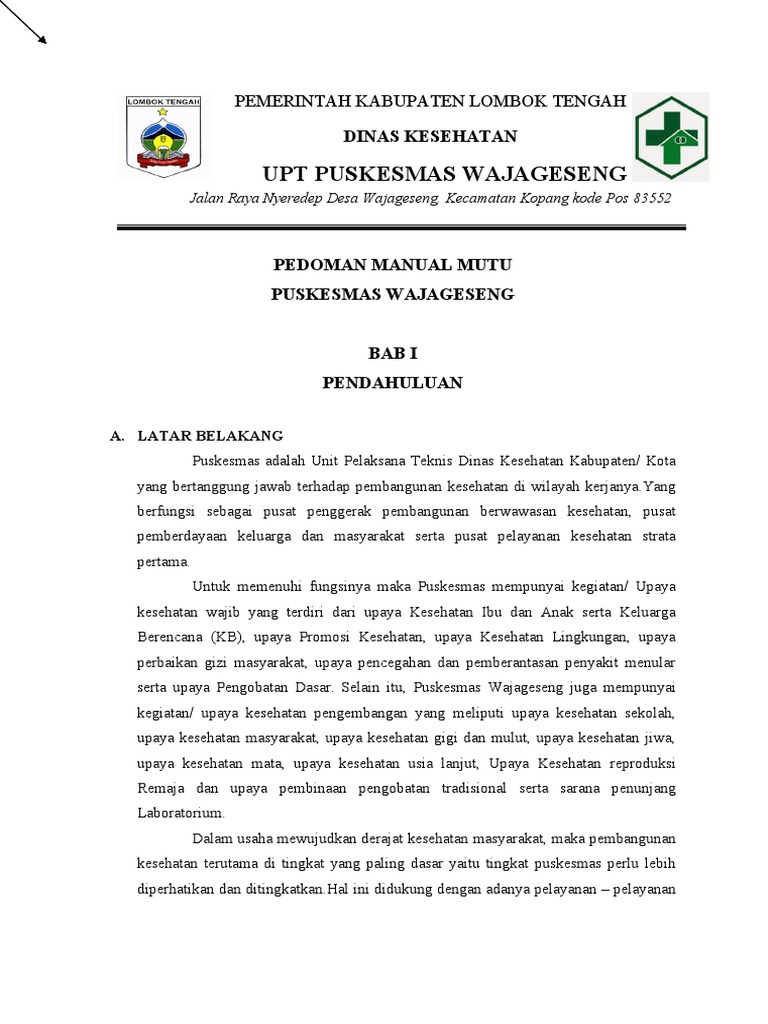 Pedoman Manual Mutu | PDF