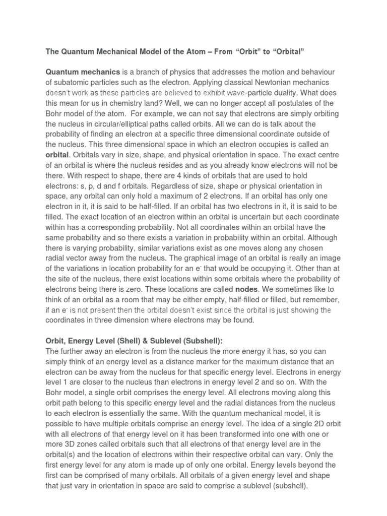 The Quantum Mechanical Model | PDF | Atomic Orbital | Energy Level