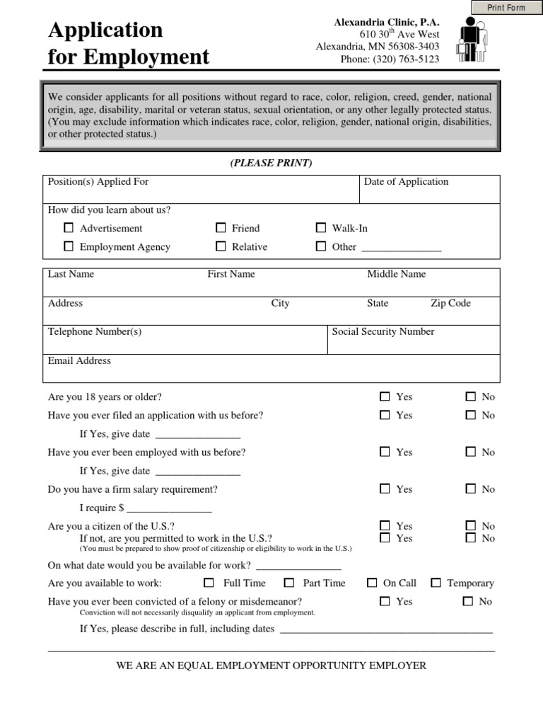Application For Employment: (Please Print) | PDF | Race And Ethnicity ...