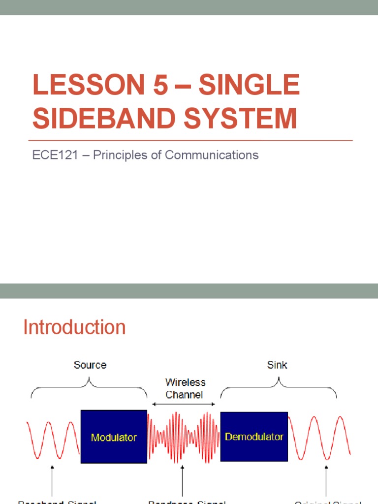 Lesson 5 - Single Sideband System: ECE121 - Principles of Communications | PDF | Modulation ...