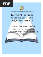Module 1 Week 1-Pagbasa at Pagsusuri Sa Ibat Ibang Teksto Tungo Sa Pananaliksik Module 1 | PDF