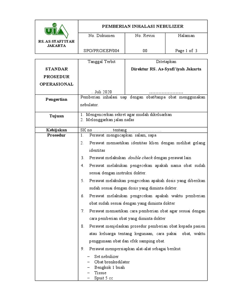 Sop Nebulizer | PDF