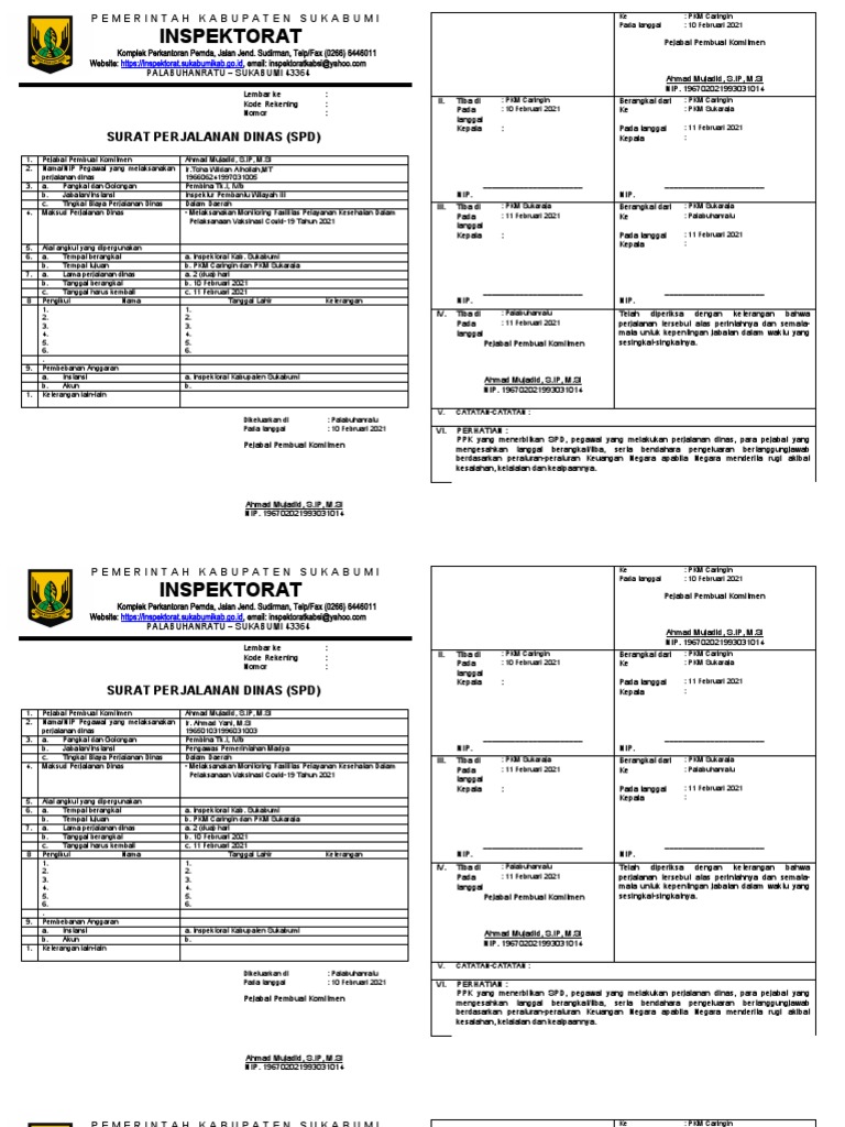 SPPD Pak Irban 3 Dan Pak Yani | PDF