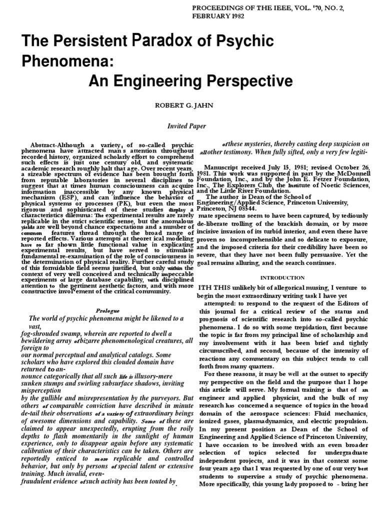 1 The Persistent Paradox O Psychic Phenomena Pdf Parapsychology