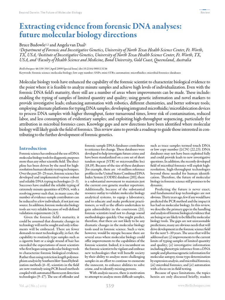 Extracting Evidence From Forensic DNA Analyses: Future Molecular ...