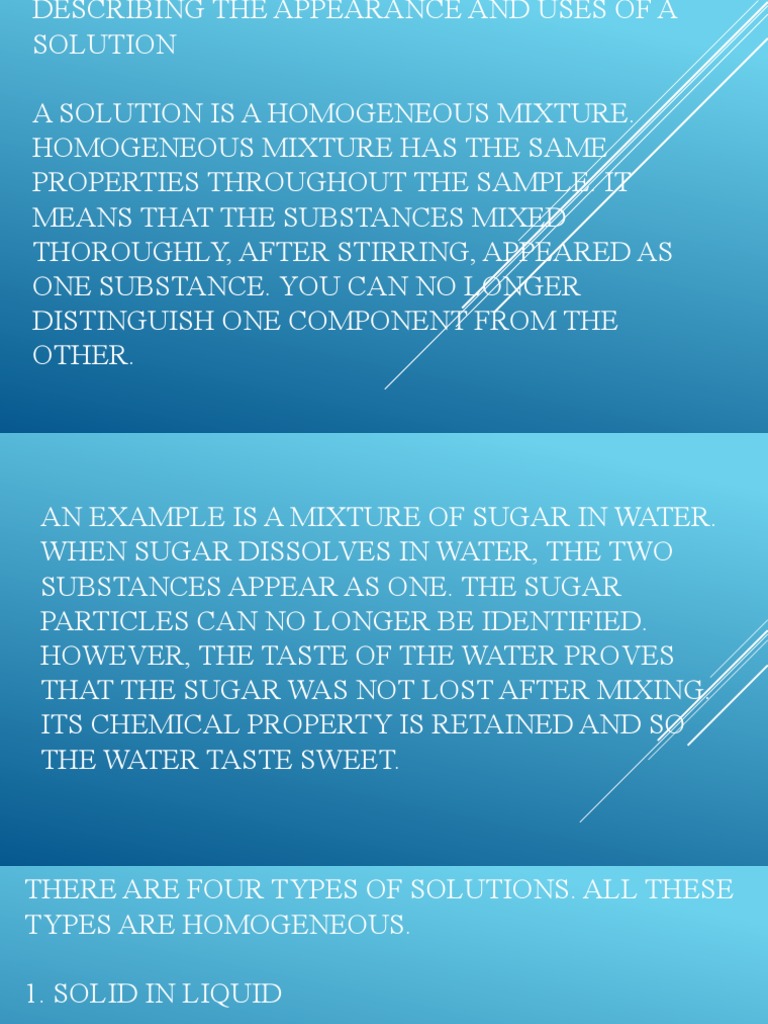 Describing The Appearance and Uses of A Solution | PDF | Wellness ...