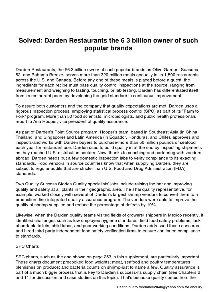 Darden Restaurants The 6 3 Billion Owner of Such Popular Brands | PDF ...