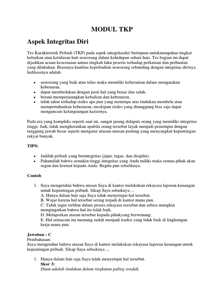 Aspek Integritas Diri | PDF