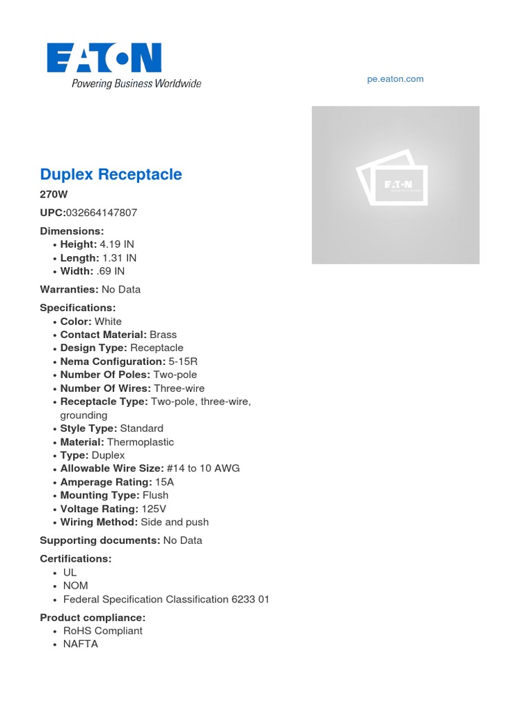 Eaton Wiring Devices Residential Industrial - 270W Bu - 03266414780 ...