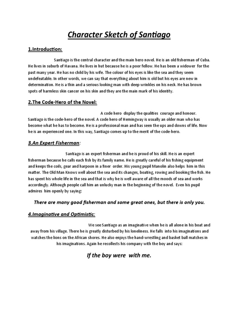 Character Sketch of Santiago | PDF