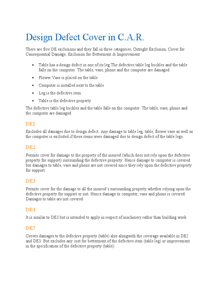 Design Defect Coverage Explained | PDF