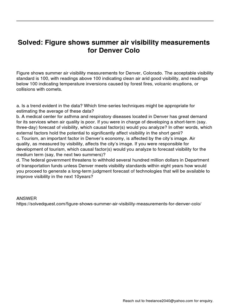 Figure Shows Summer Air Visibility Measurements For Denver Colo | PDF ...