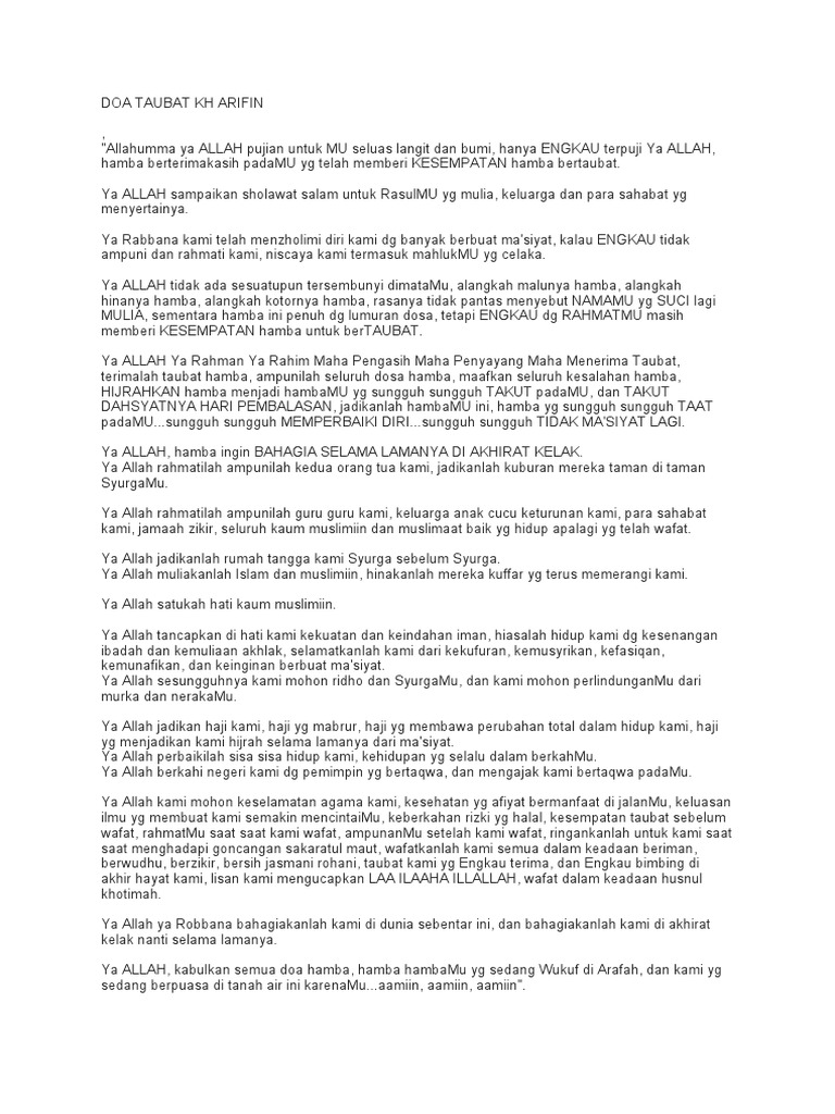 Doa Taubat KH Arifin | PDF