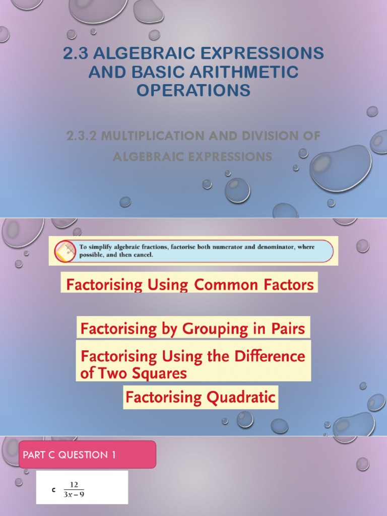 Multiplication and Division of Algebraic Expressions: A Guide to ...