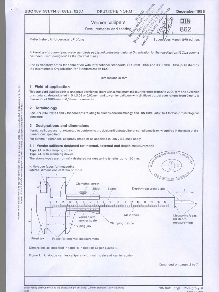 Din862 Caliper | PDF