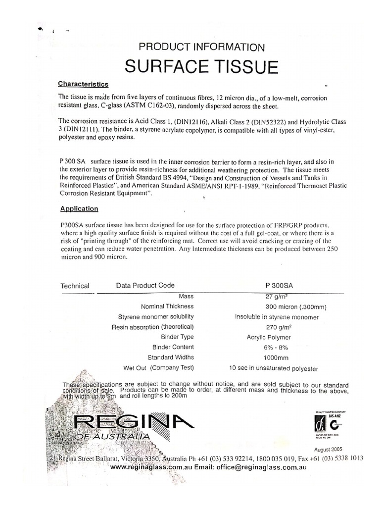 Msds SV Tissue, CSM 300, CSM 450 | PDF