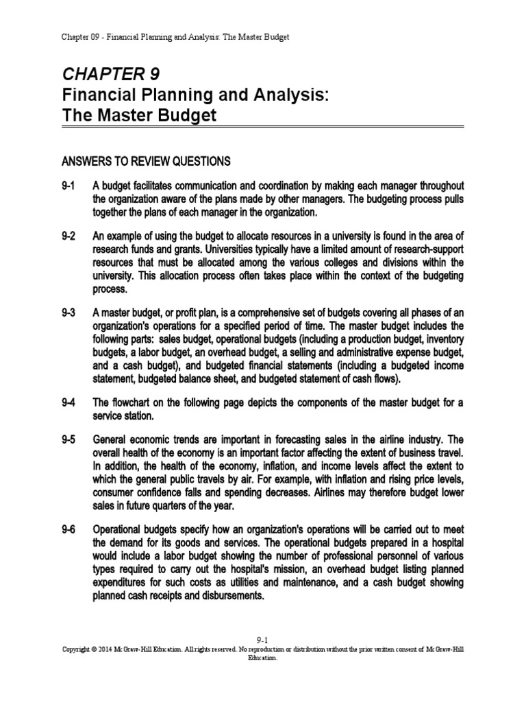 Management Accounting Chapter 9 | PDF | Budget | Inflation