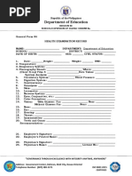 School Health Examination Card: Republic of The Philippines Department of Education | PDF ...