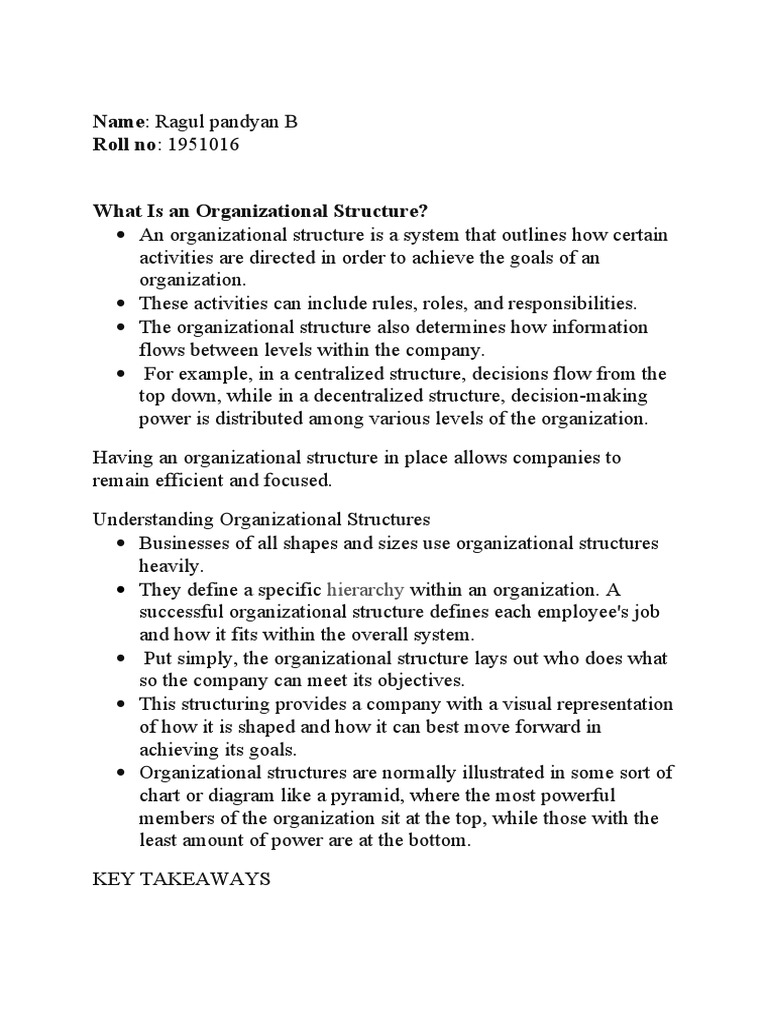 Organizational Structure | Download Free PDF | Organizational Structure ...