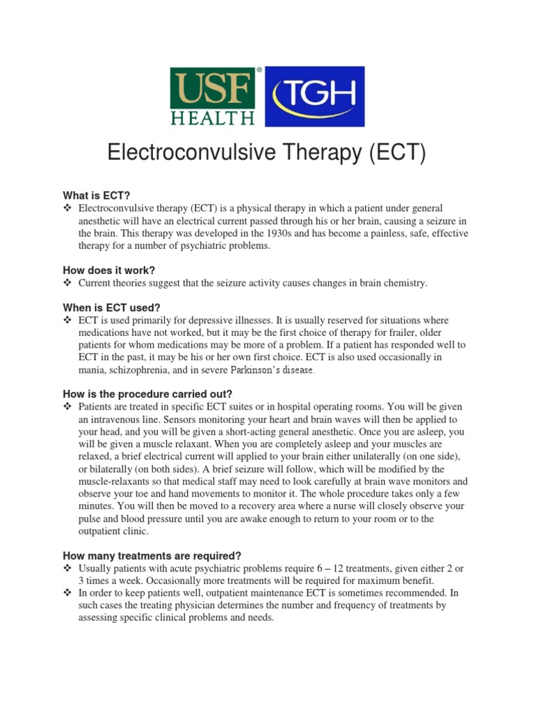 Electroconvulsive Therapy Ect Form | Download Free PDF ...