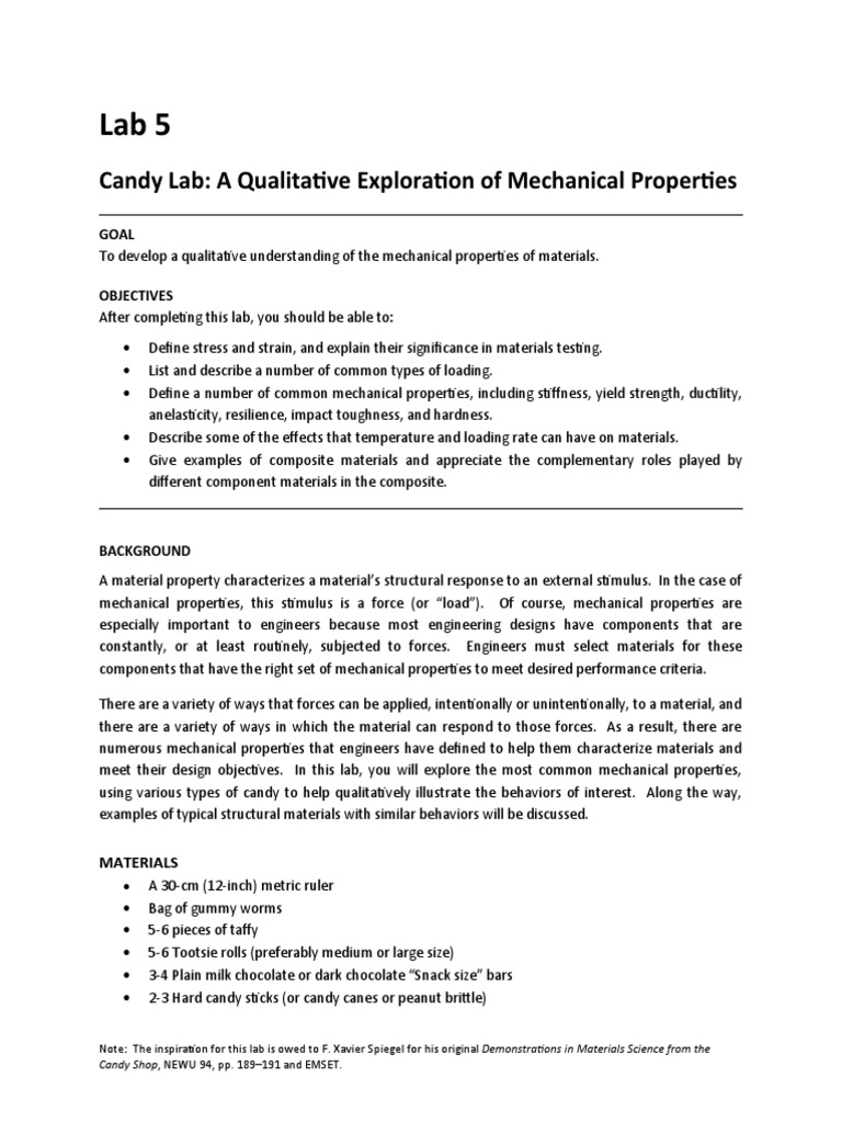 Lab05 Candy Lab | Download Free PDF | Deformation (Engineering) | Fracture