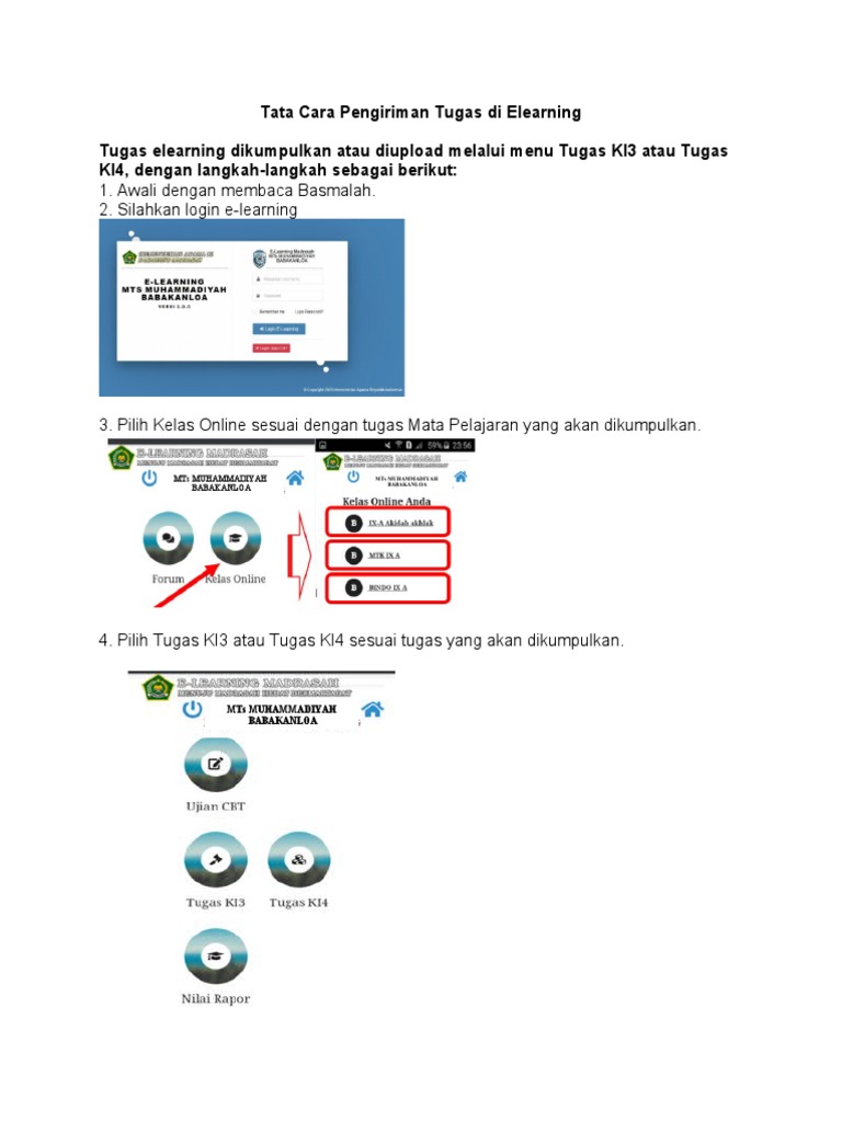Panduan Upload Tugas E-Learning | PDF