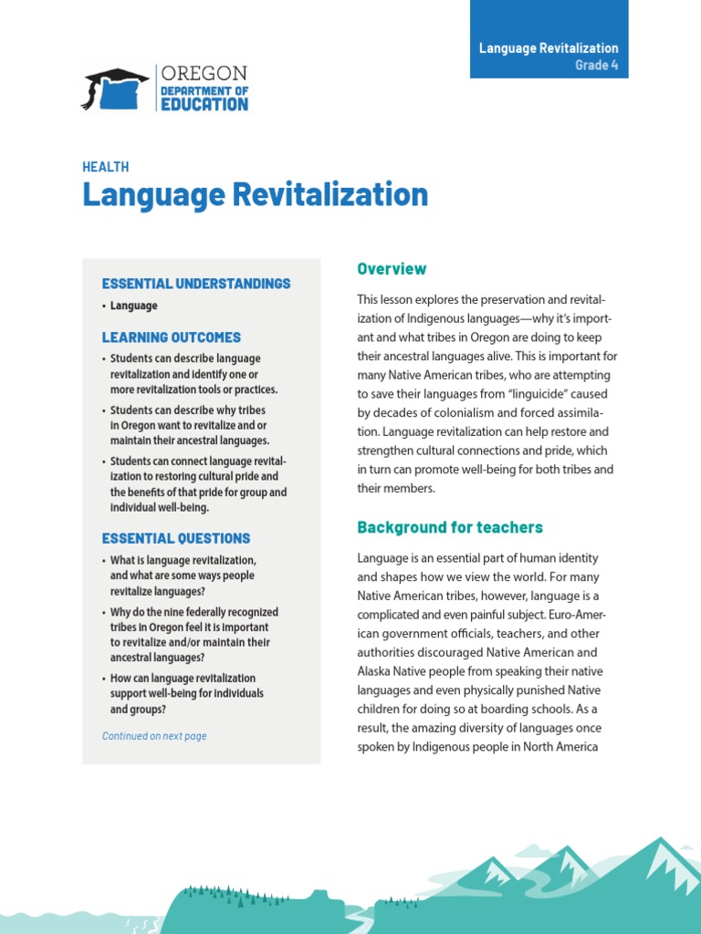 4 Health Language Revitalization Lesson Plan | PDF | Lava | Native ...