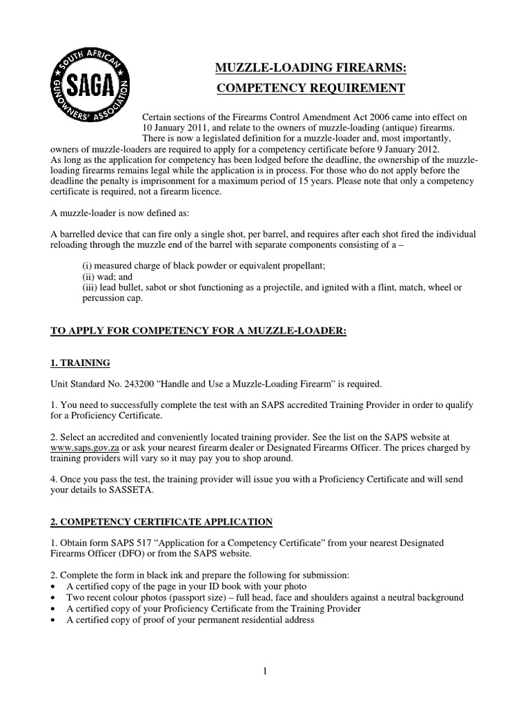 Competency Application Muzzle Loading Firearms | PDF | Gun Barrel ...