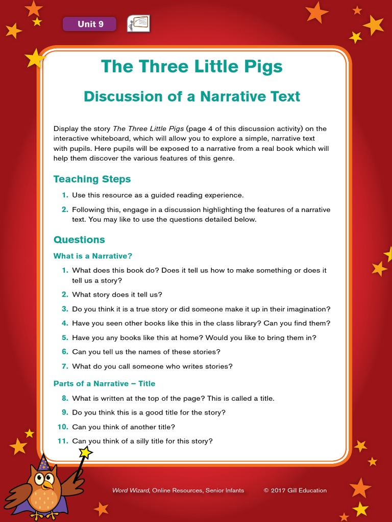 The Three Little Pigs: Discussion of A Narrative Text | PDF | Narrative