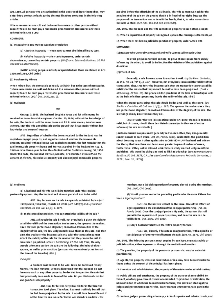 1st Week - Continuation (Sales) Paras | PDF | Annulment | Husband