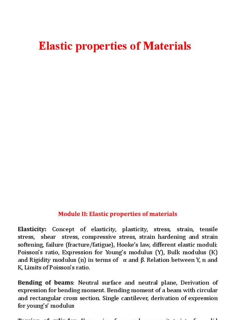 Elastic Properties of Materials Elastic Properties of Materials | PDF ...